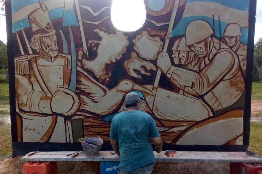 El sargento Cabral y excombatientes de Malvinas, juntos en un mural ...